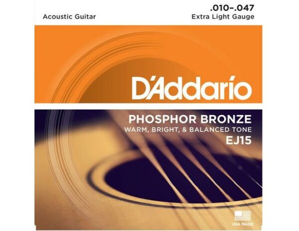 D’Addario EJ15 Extra Light, 10-47 Phosphor Bronze Žice za akustičnu gitaru Namotaj Debljina desetke