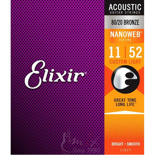 ELIXIR 11027 CUSTOM LIGHT 011-052 NANOWEB ŽICE ZA AKUSTIČNU GITARU