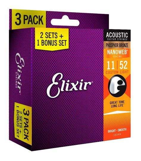 Elixir 16027 011-052 Bonus Pack 2+1 Žice za akustičnu gitaru jedanaestke Nanoweb 16544