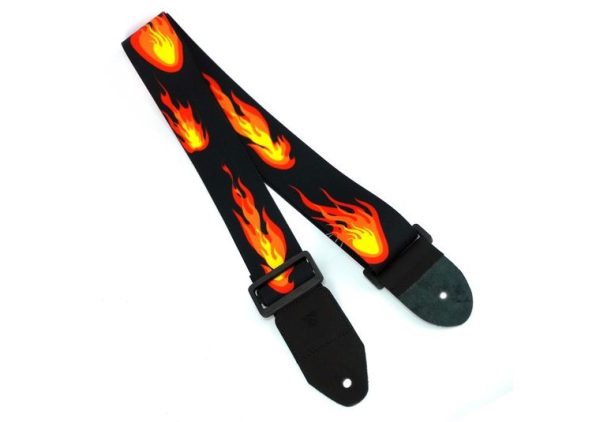 WAKERTONE GS2 GUITAR STRAP – FIRE KAIŠ ZA GITARU SA KOŽNIM KRAJEVIMA