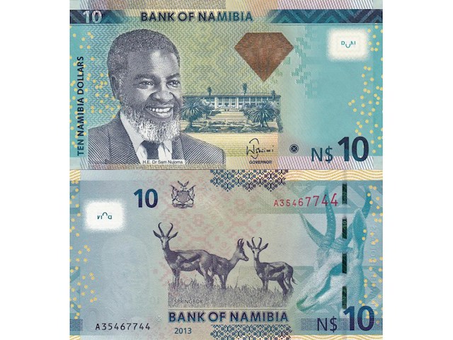 NAMIBIA 10 Dollars 2013 UNC, P-11 sa diamantom