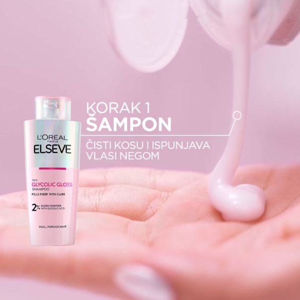 L'Oreal Paris Elseve Šampon za kosu bez sjaja Glycolic gloss, 200 ml