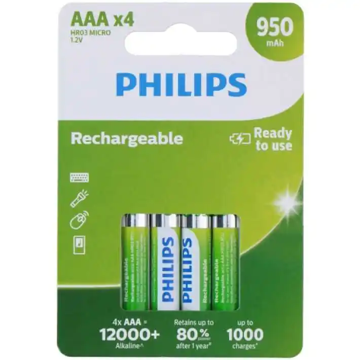 PUNJIVA BATERIJA PHILIPS AAA NIMH 1.2V 950MAH 1/4