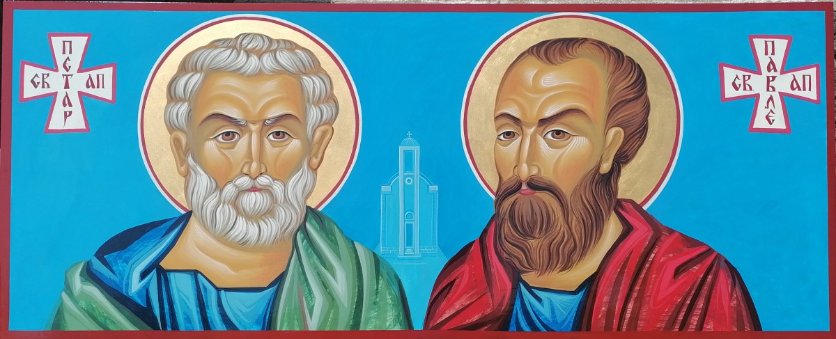 Ikona- Sveti Apostoli Petar i Pavle, dimenzije 45x110 cm