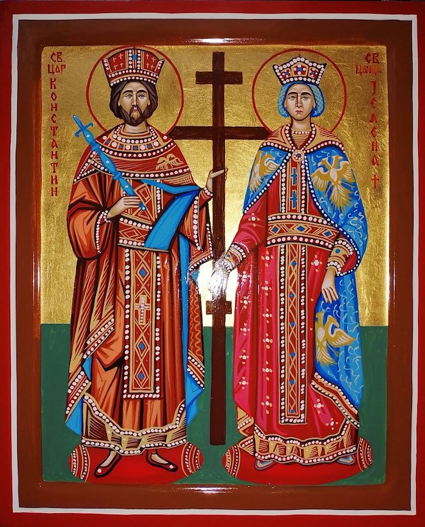 Ikona- Sveti Car Konstantin i Carica Jelena, dimenzije 20x25 cm
