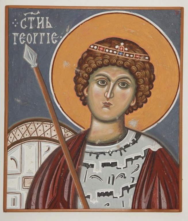 Bela Crkva, Karan, Sveti Georgie, detalj, kopija freske