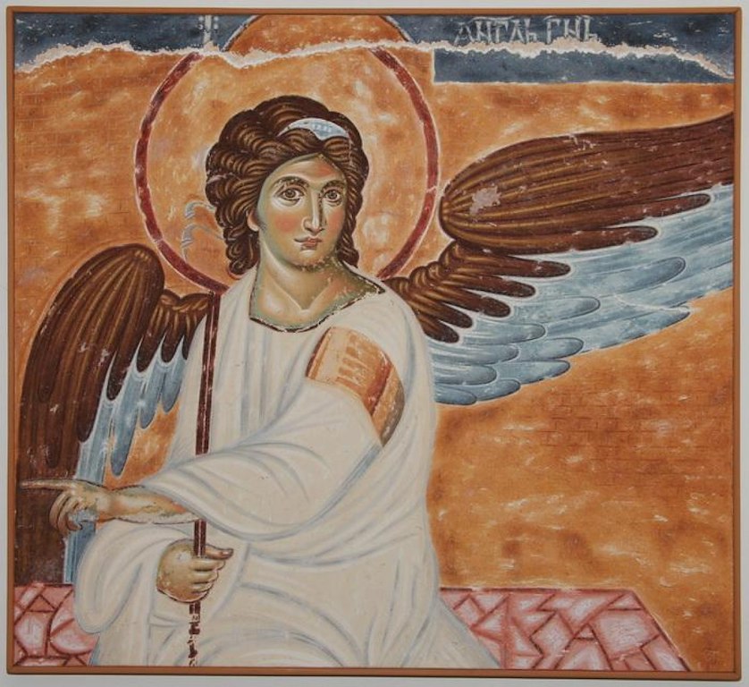 Mileseva, Vaskrsenje Hristovo, detalj- Beli andjeo,kopija freske