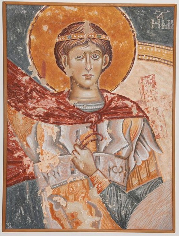 Donja Kamenica, Sveti Dimitrije na konju, detalj, kopija freske