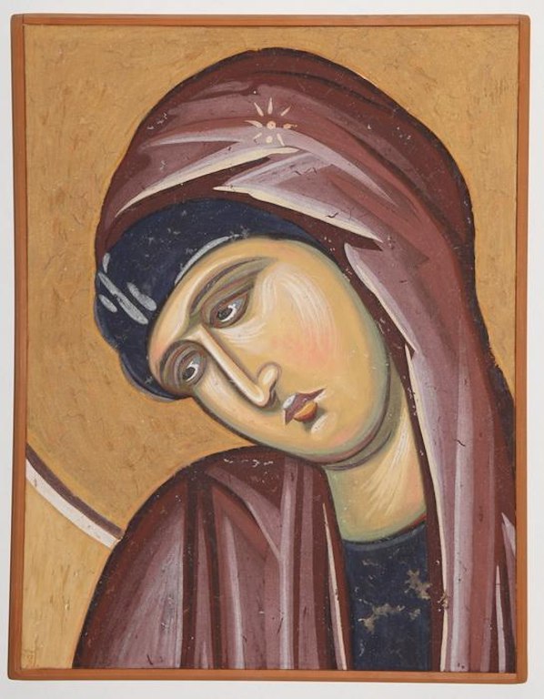 Gracanica, Blagovesti Bogorodice, detalj- Bogorodica, kopija freske