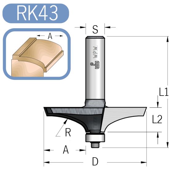 Glodalo za kuhinjska krila / vrata radijus 43mm. Traditional tip RK43002