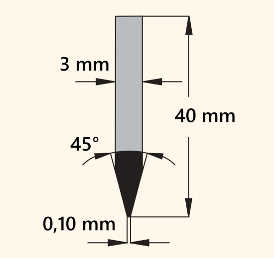 Glodalo za graviranje, 45 stepeni, vrh 0,10 mm, prihvat 3 mm za CNC i ručne frezere WPW SE450130m