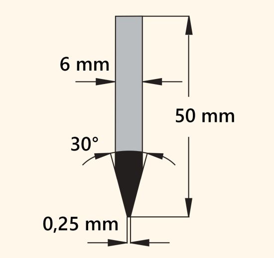 Glodalo za graviranje, 30 stepeni, vrh 0,25 mm, prihvat 6 mm za CNC i ručne frezere WPW SE30023