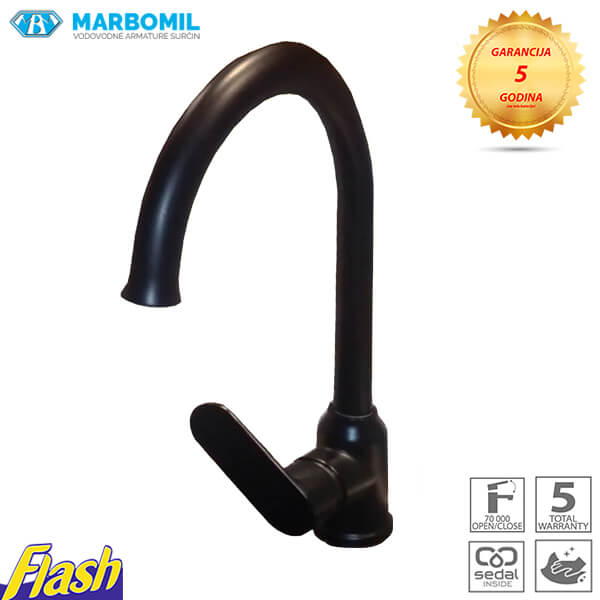 Jednoručna CRNA slavina za sudoperu (3 cevi) – Marbomil – AFRO
