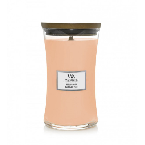Yuzu Blooms - L WoodWick mirisna sveća (citrusi, đurđeevak, jasmin, sandalovina...)