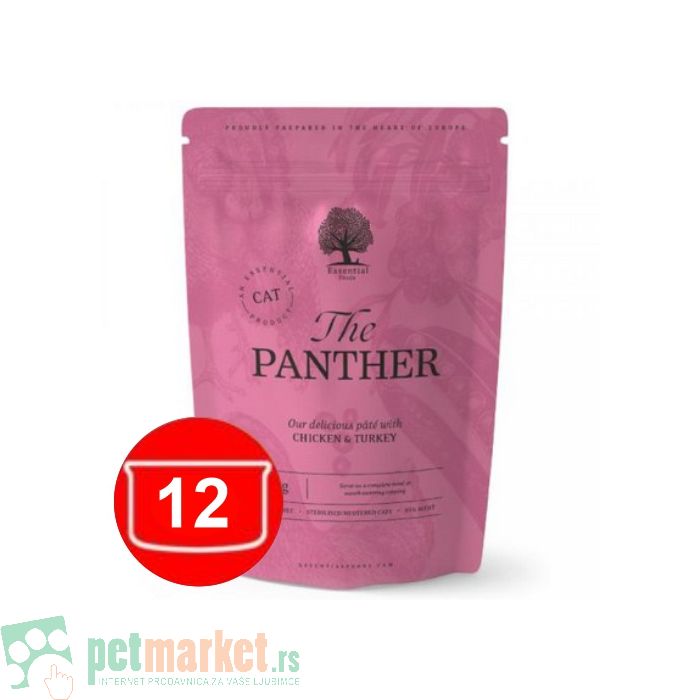 Essential: Vlažna hrana za kastrirane i sterilisane mačke The Panther Pouch, 12x85 gr