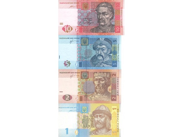 UKRAINA Ukrajina 1, 2, 5 i 10 Hryvni 2013/2015 UNC