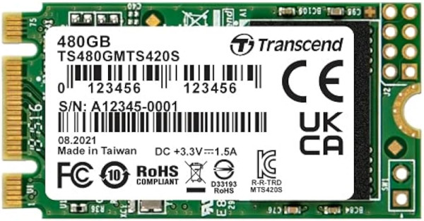 480GB, M.2 2242, PCIe Gen3x4, NVMe, SATA3 B+M Key, TLC, DRAM-less, Read up to 530MB/s, Write up to 480 MB/s, Single-sided ( TS480GMTS420S )