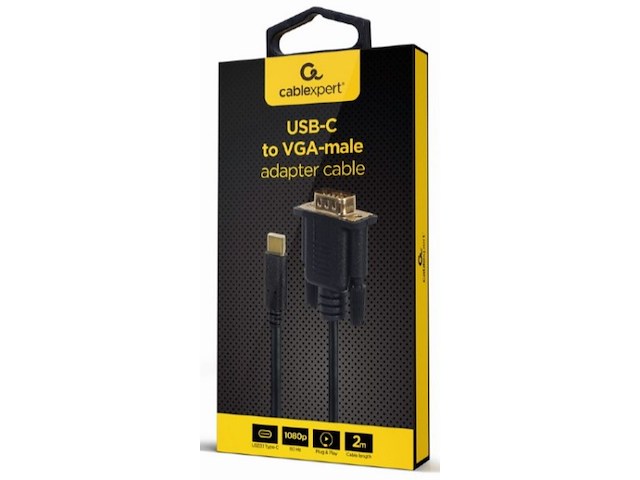 A-CM-VGAM-01 Gembird USB-C to VGA-M adapter, 2 m, black, blister