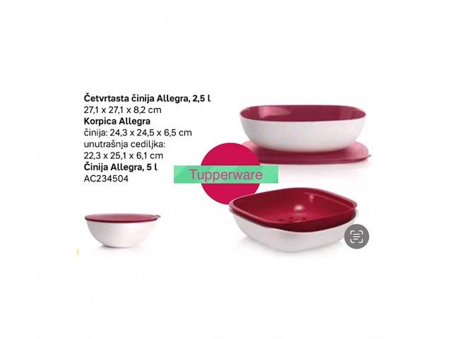 Tupperware Allegra set