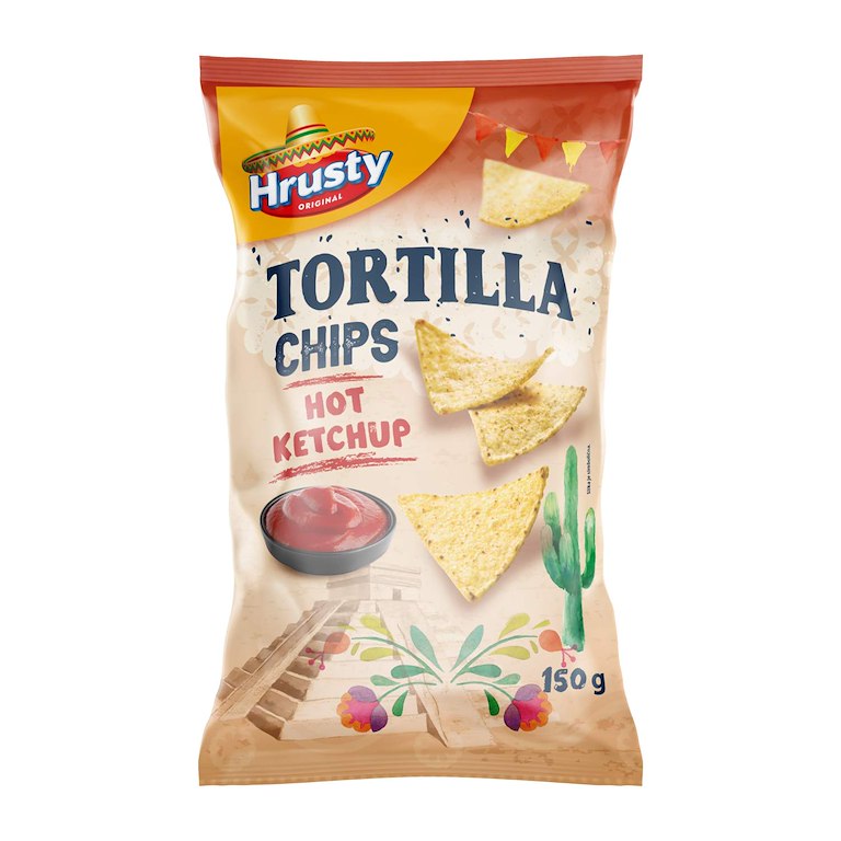 Hrusty tortilja čips hot ketchup 150g