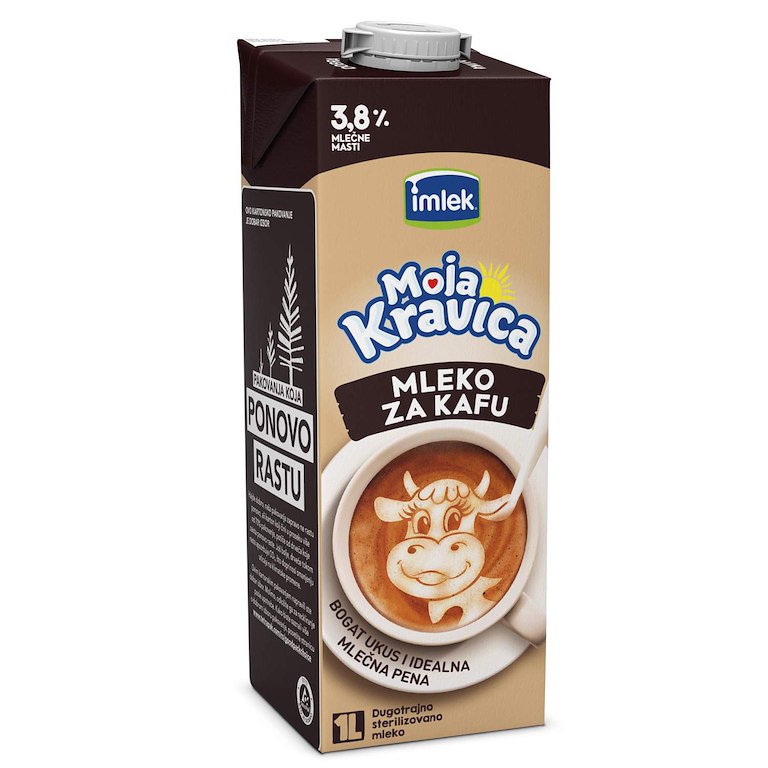 Imlek moja kravica dugotrajno mleko za kafu 3.8% m.m 1l