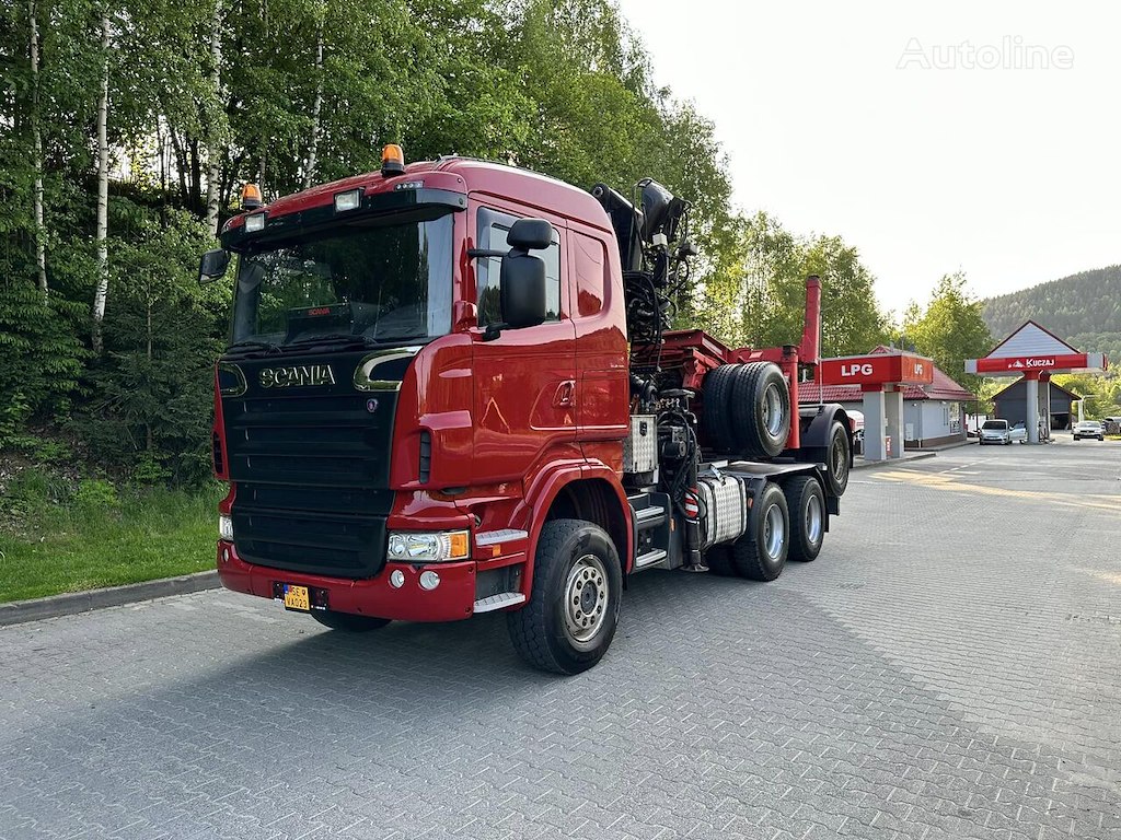 Scania R480 kamion za prevoz drva + šumarska prikolica