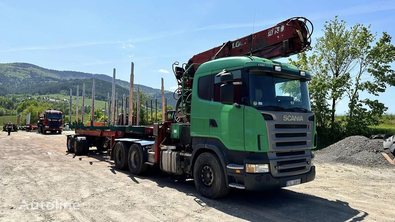 Scania R500 kamion za prevoz drva + šumarska prikolica