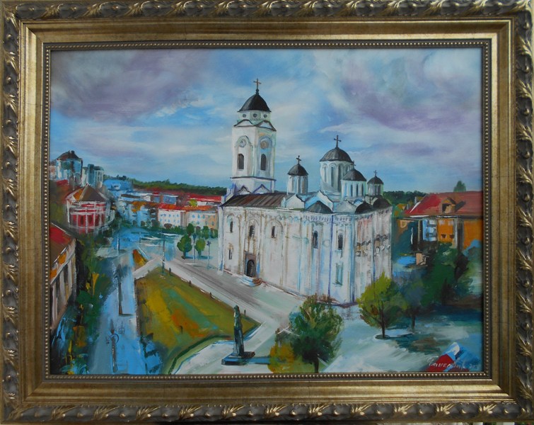 Smederevo trg 2, akademski Goran Bankovic, ulje na platnu, sa 76×96 cm, bez 60×80 cm, sertifikat, 400 eura