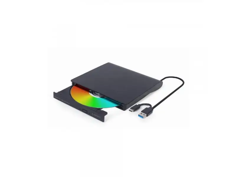 GEMBIRD DVD-USB-03-BW EKSTERNI USB DVD DRIVE CITAC-REZAC, USB + USB-C BLACK