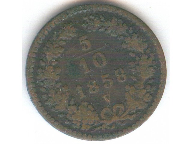 Austrija 5/10 kreuzer 1858 V