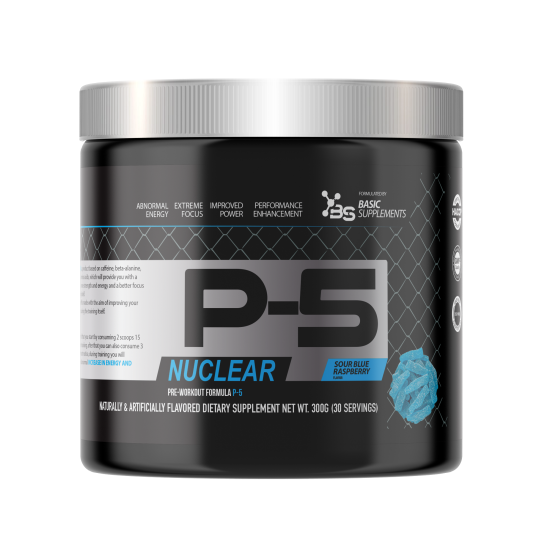 Basic P-5 Pre Workout Powder - Sour Blue Raspberry 300g