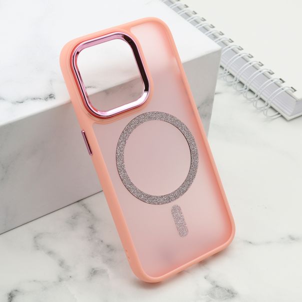 Futrola Shining Magsafe za iPhone 15 Pro, roze