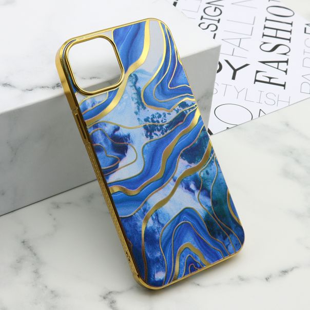 Futrola Marble za iPhone 15 Plus, plava