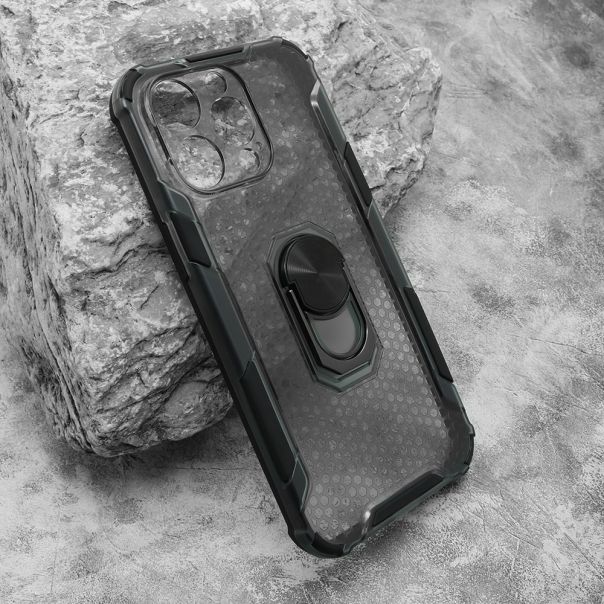 Futrola Defender Ring Clear za iPhone 15 Pro Max, crna