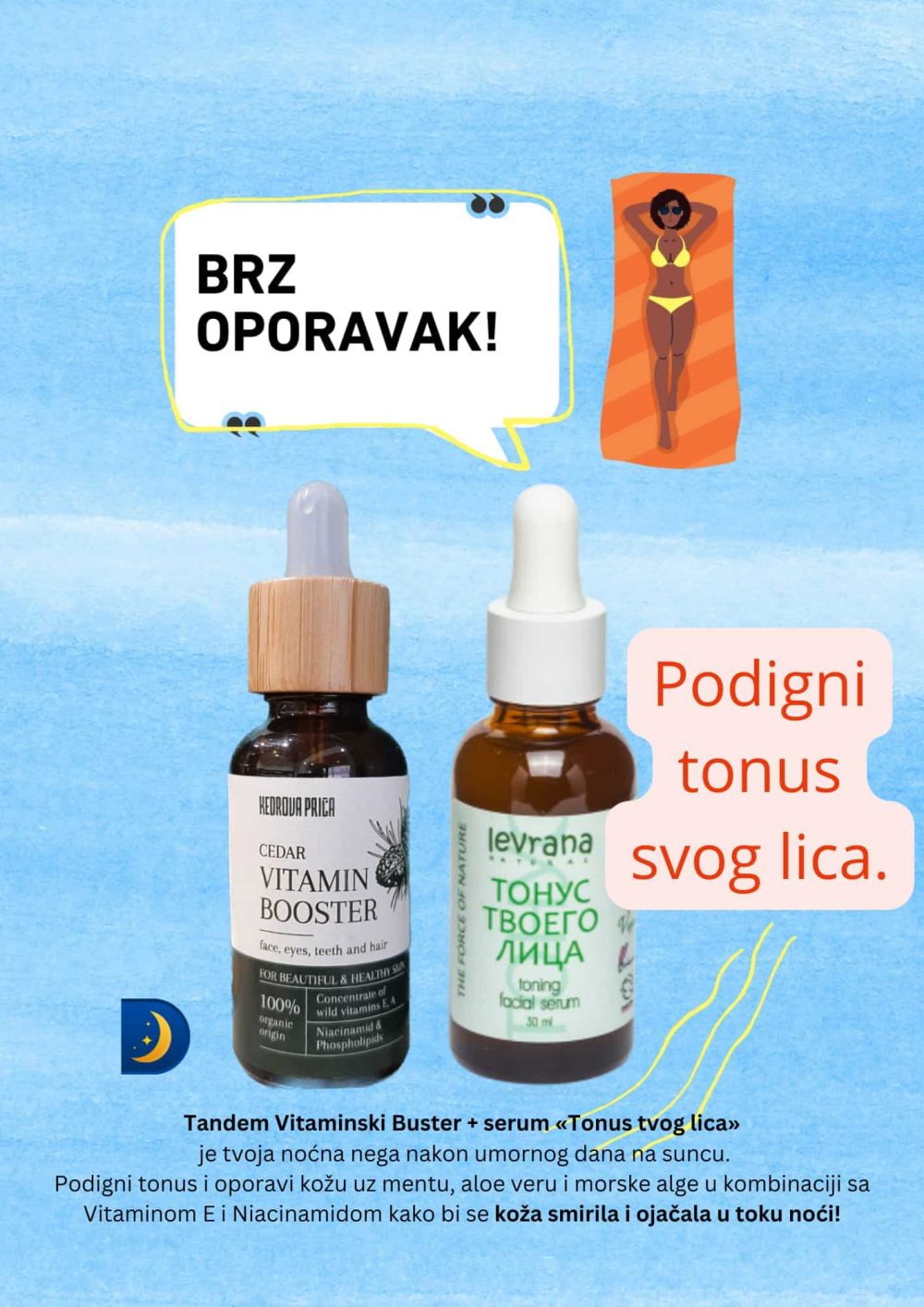 Kedrova Priča tandem Buster + serum Tonus tvog lica Levrana