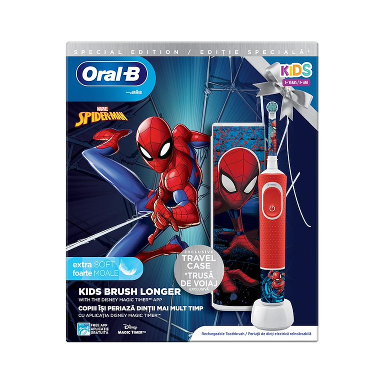 Oral-B® PROMO Električna Četkica za Decu Spiderman Vitality PRO KIDS 3+ sa Futrolom za Putovanje