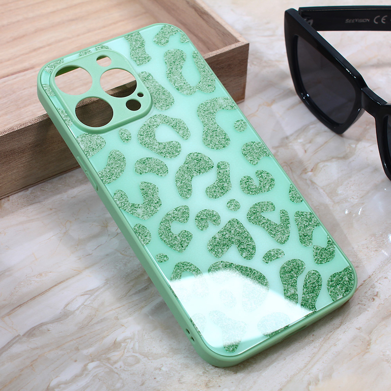 Maska(futrola) Shiny glass za iPhone 13 Pro Max 6.7 svetlo zelena