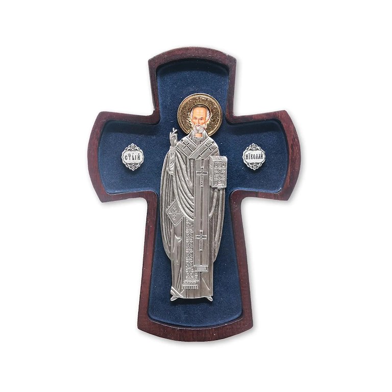 Ikona krst Sveti Nikola, 93x150x22mm