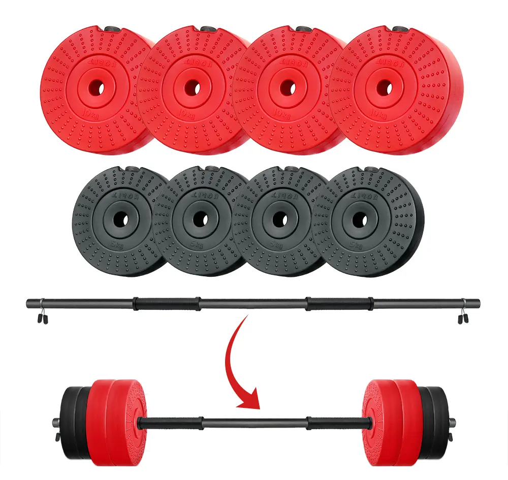 IRON SPORT Set tegova 60kg sa dvoručnom šipkom