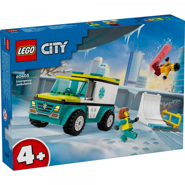 LEGO CITY GREAT VEHICLES EMERGENCY AMBULANCE AND SNOWBOARDER