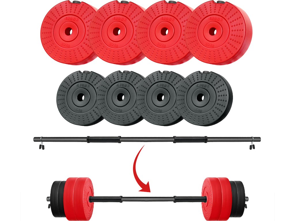 Iron Sport Tegovi i šipka (tegovi 60kg + šipka) / Set tegova 60kg sa dvoručnom šipkom