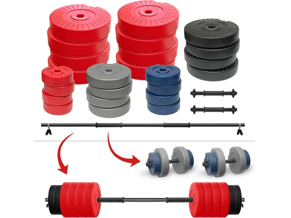 Iron Sport Tegovi i šipke (tegovi 122kg i 2+1 šipka) / Set tegova 122kg sa 2+1 šipkom