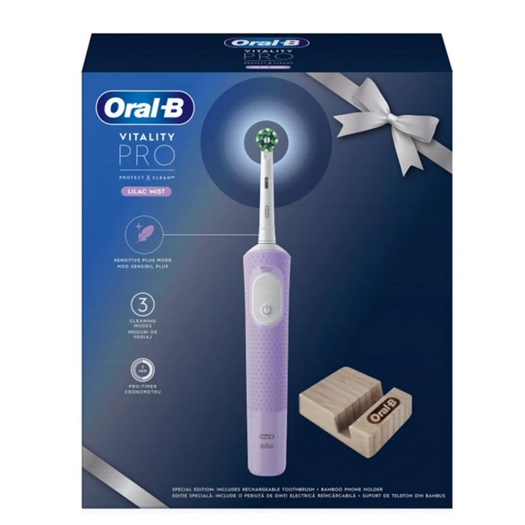 ORAL B ČETKICA ELEKTRIČNA POWER PRO VITALITY + DRŽAČ ZA MOBILNI OD BAMBUSA