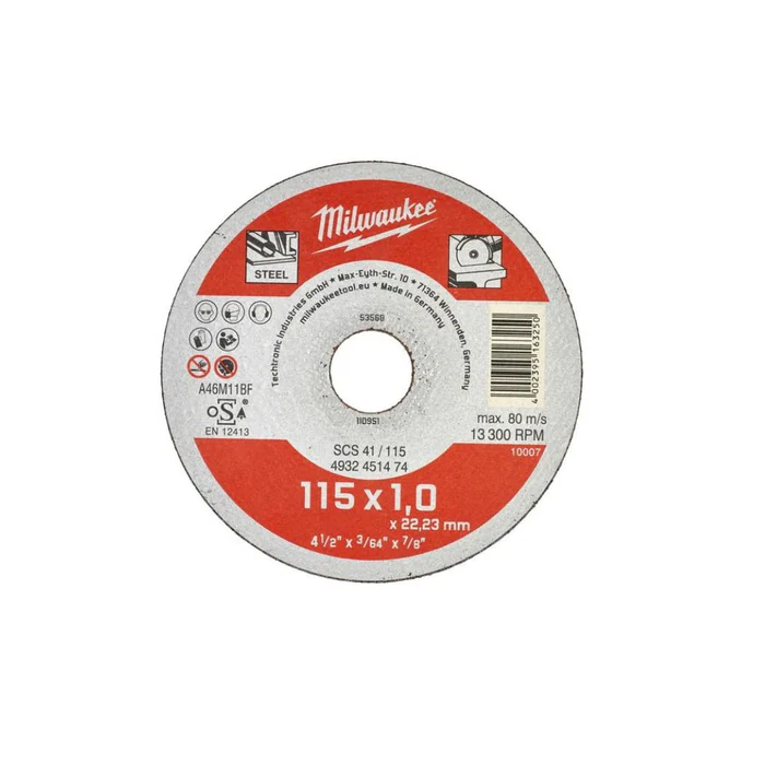 Milwaukee Disk za sečenje metala, tanki, 115 x 1 x 22,2 mm, Contractor, 4932451474