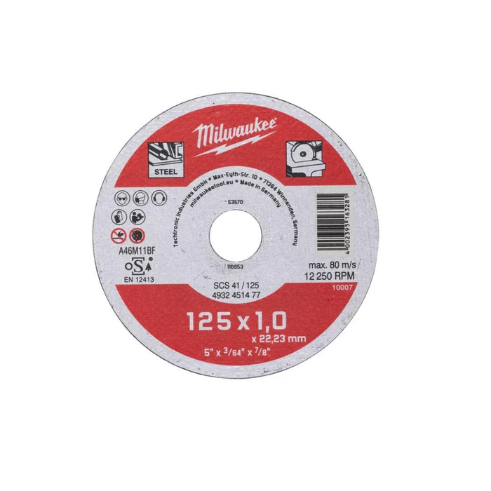 Milwaukee Disk za sečenje metala, tanki, 125 x 1 x 22,2 mm, Contractor, 4932451477