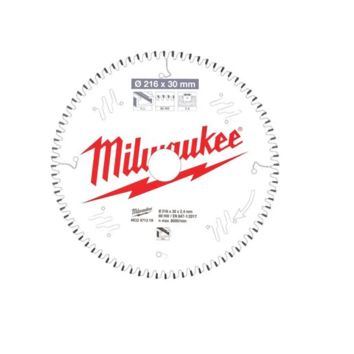 Milwaukee List testere za aluminijum MS, čist rez, 216 x 30 mm, 80 zuba, 4932471319