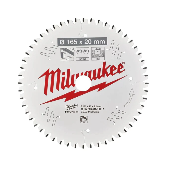 Milwaukee List testere za aluminijum, čist rez, 165 x 20 mm, 52 zuba, 4932471296