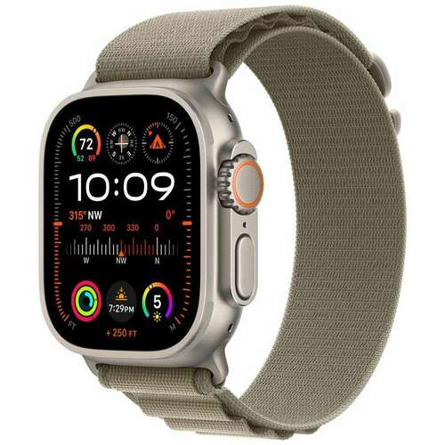 APPLE Watch Ultra2 Cellular, 49mm Titanium Case with Olive Alpine Loop - Small mrex3se/a