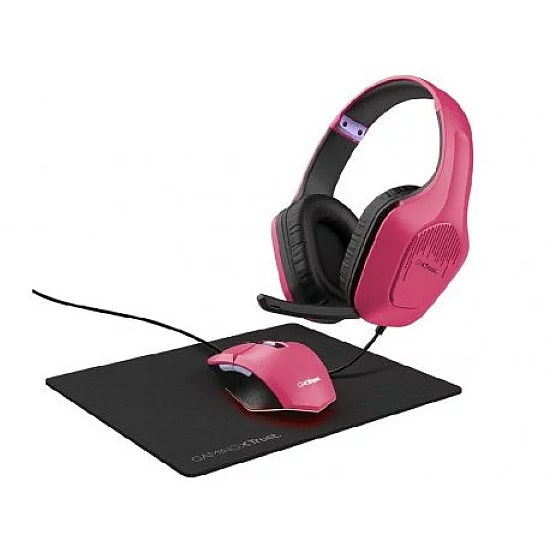 TRUST MIŠ + SLUŠALICE + PODLOGA TRUST GXT 790P TRIDOX 3-IN-1 PINK CENA