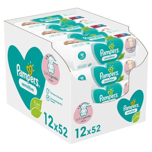 Pampers vlažne maramice sensitive 12X52 XXL